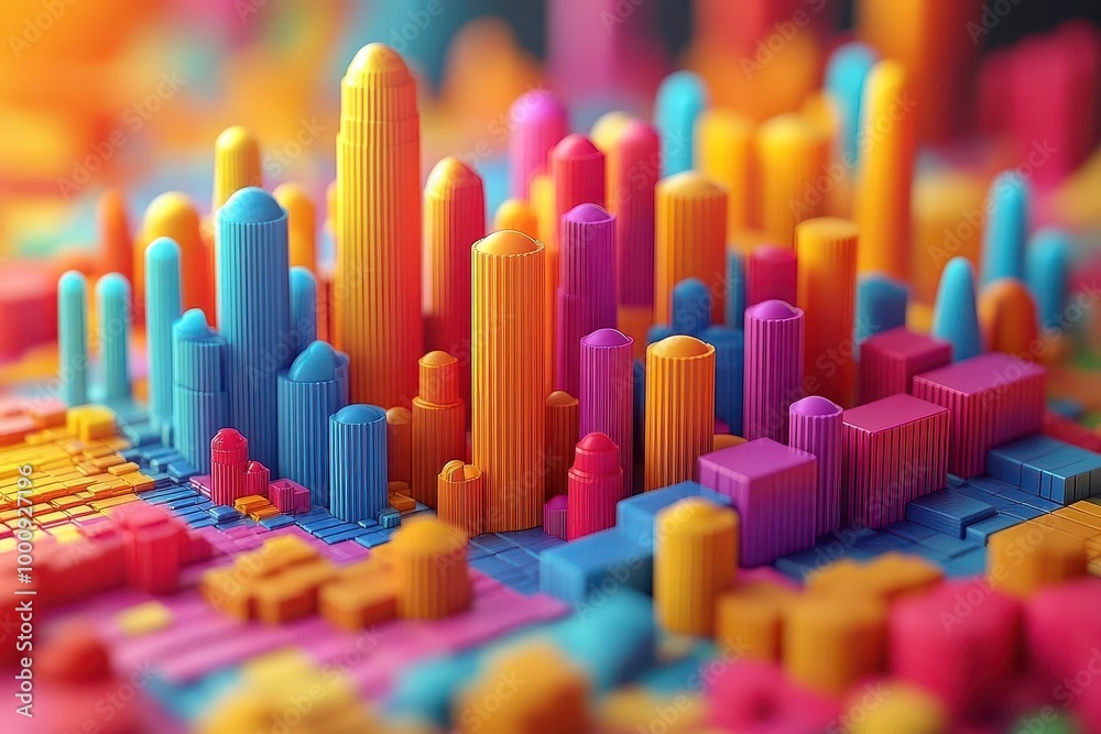 a colorful 3d chart and graph designed for data analysis featuring vibrant illustrations and bar ...