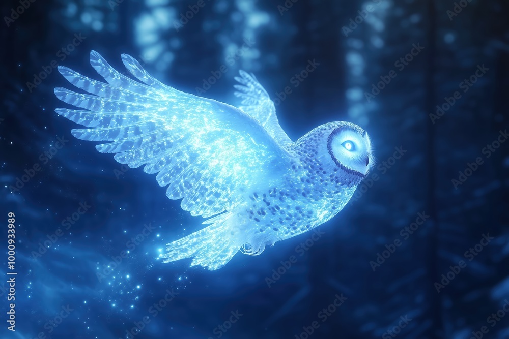 Mystical Owl in Flight: A digital painting of a majestic owl with ...