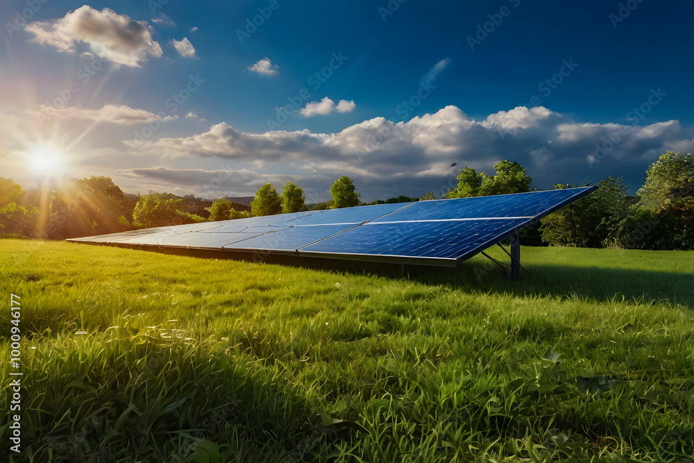 Realistic outdoor solar cell electric power generate panel system in ...