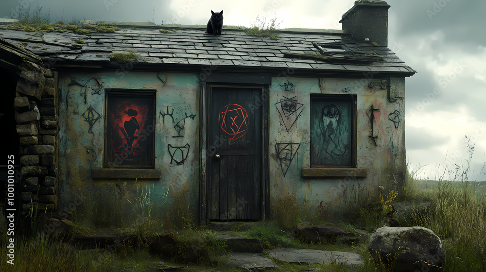 Generative AI, Occult Markings on the Doors and Windows of a Cottage at ...