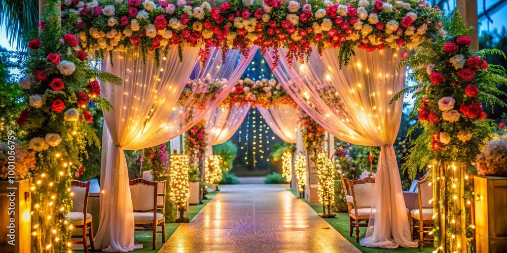 Elegant Wedding Reception Entrance Decor with Floral Arrangements and ...