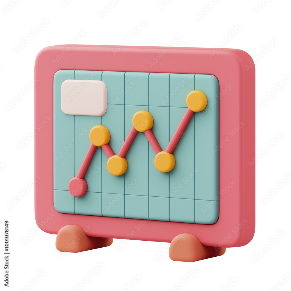 3D line graph on a pink board illustration, showcasing data points ...