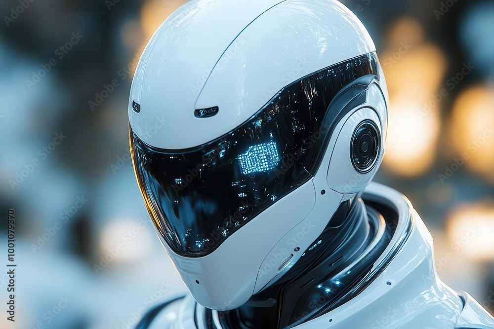 futuristic robot clad in beautiful nanite armor showcasing advanced ...