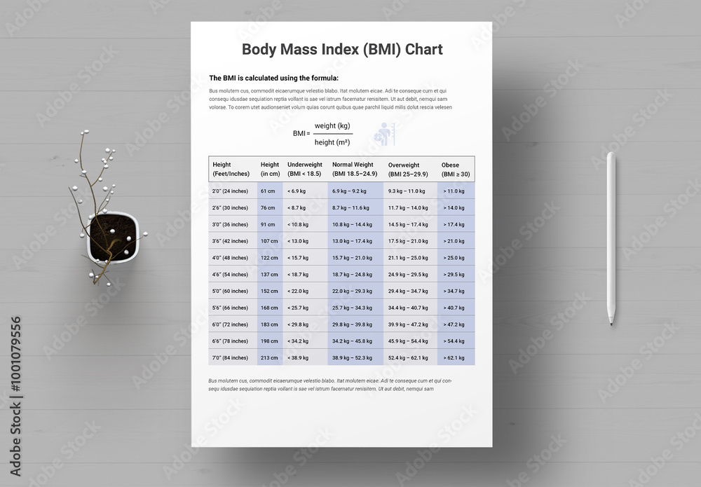 Body Mass Index Chart Stock Template | Adobe Stock