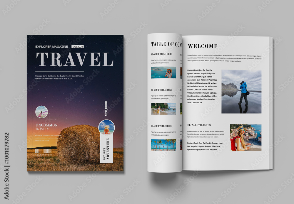 Travel Magazine Template Layout Stock Template | Adobe Stock