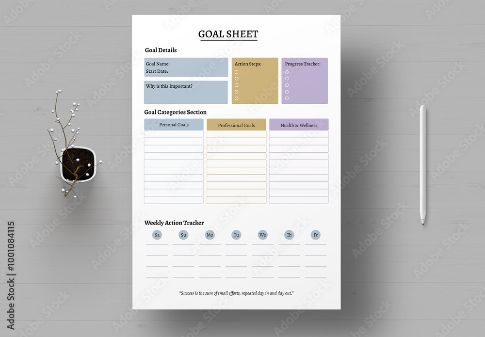 Goal Sheet Tracker Stock Template | Adobe Stock