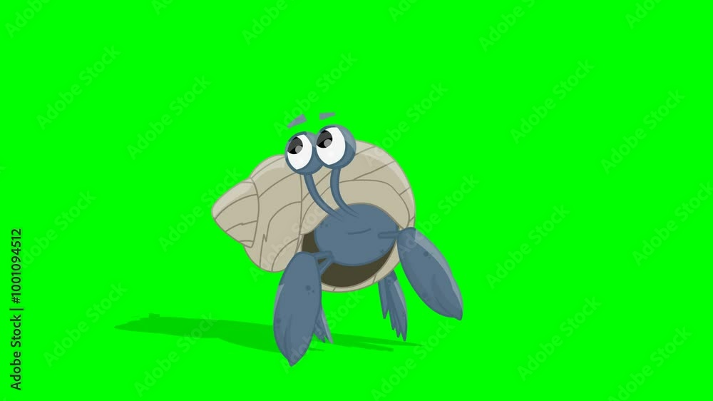 2d animated character of A cute blue mischievous crab comes out of its ...