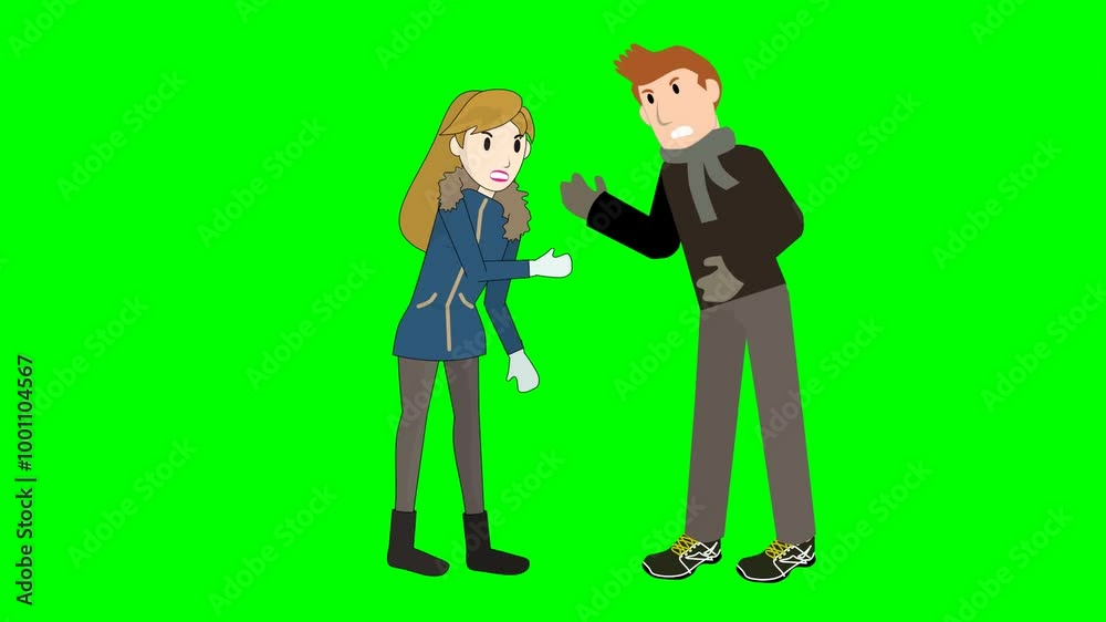 2d animated character of A man and a woman or a cartoon couple who are ...