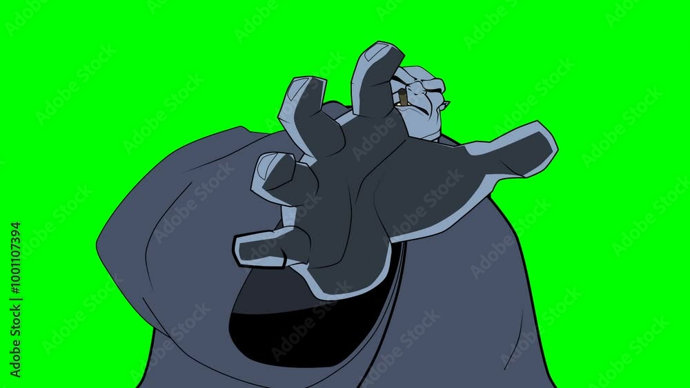 2d animated character of A scary monster or giant or demon reaching out ...
