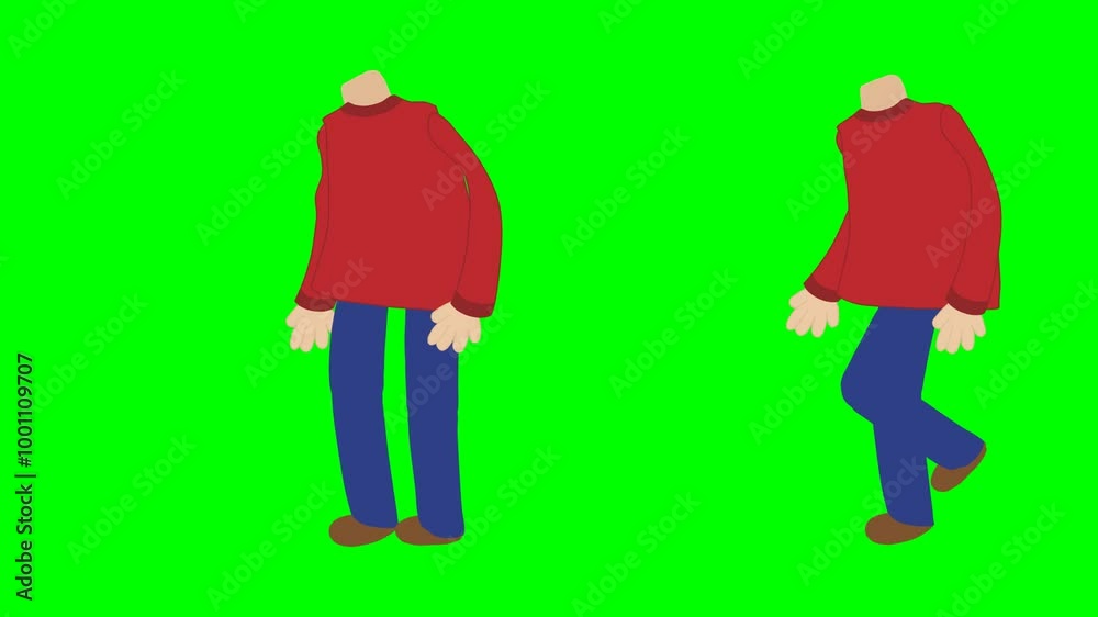 2d animated character of Headless human body walking cycle and loop or ...