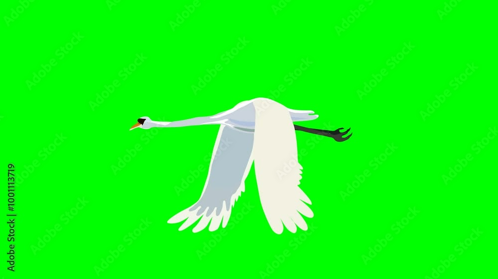 2d animated character of A big white bird duck or stork or sea bird ...