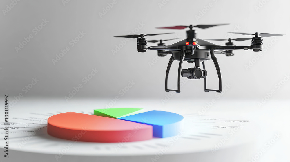 drone and rendered pie chart, graph overlay, visualizing project ...