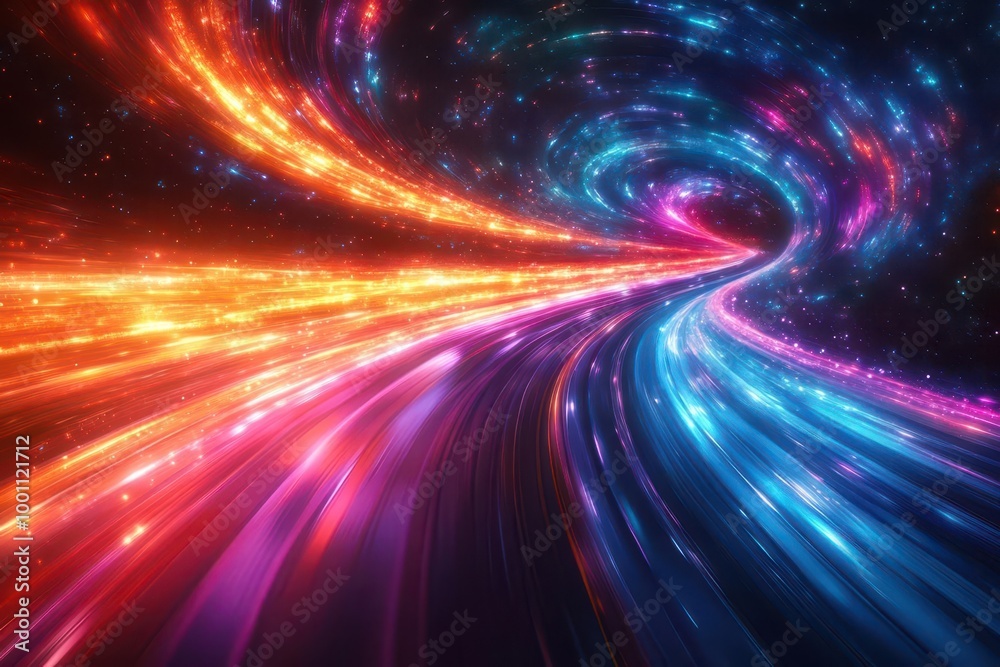 light speed background depicting colorful streaks of light converging ...