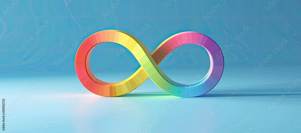 3D Autism Awareness Infinity Symbol in Vibrant Rainbow Colors on Blue ...
