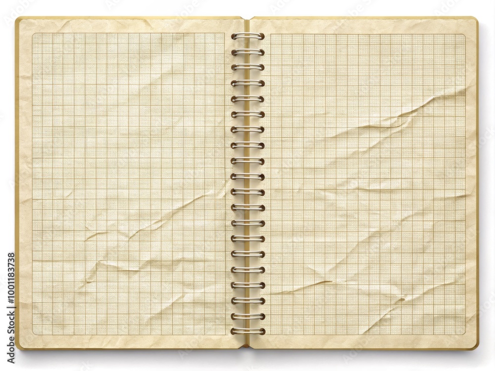Foto de Creamy textured blank notebook pages with subtle grid lines and ...