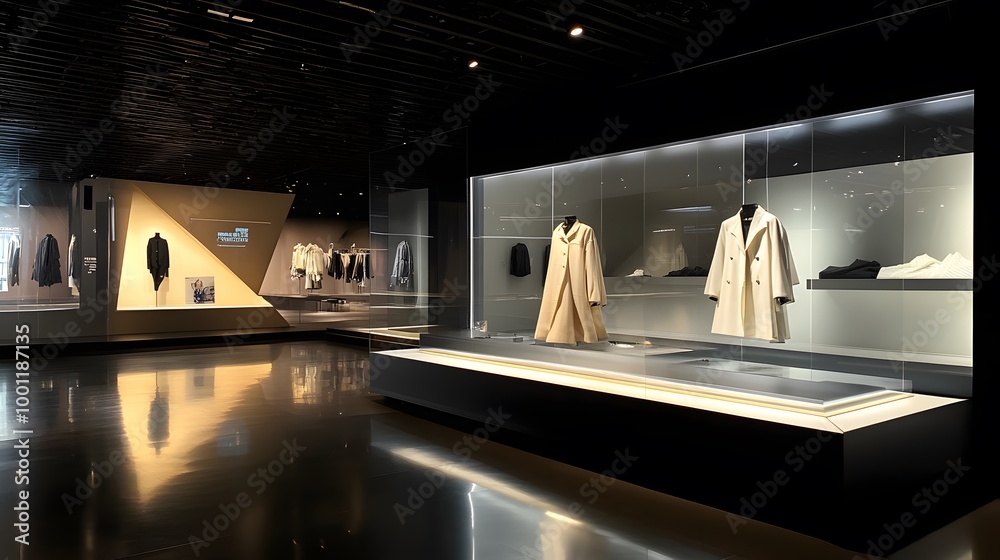 60. A sleek, modern fashion space with advanced textile innovations and ...