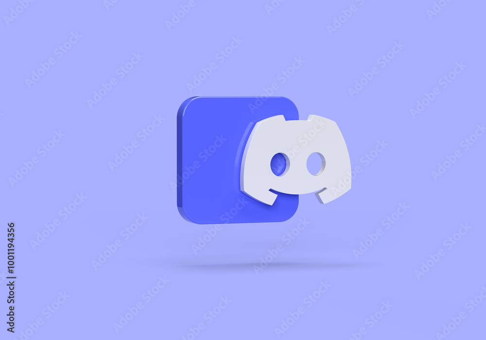 Discord messenger icon and cube, box. 3d render on the topic of social ...