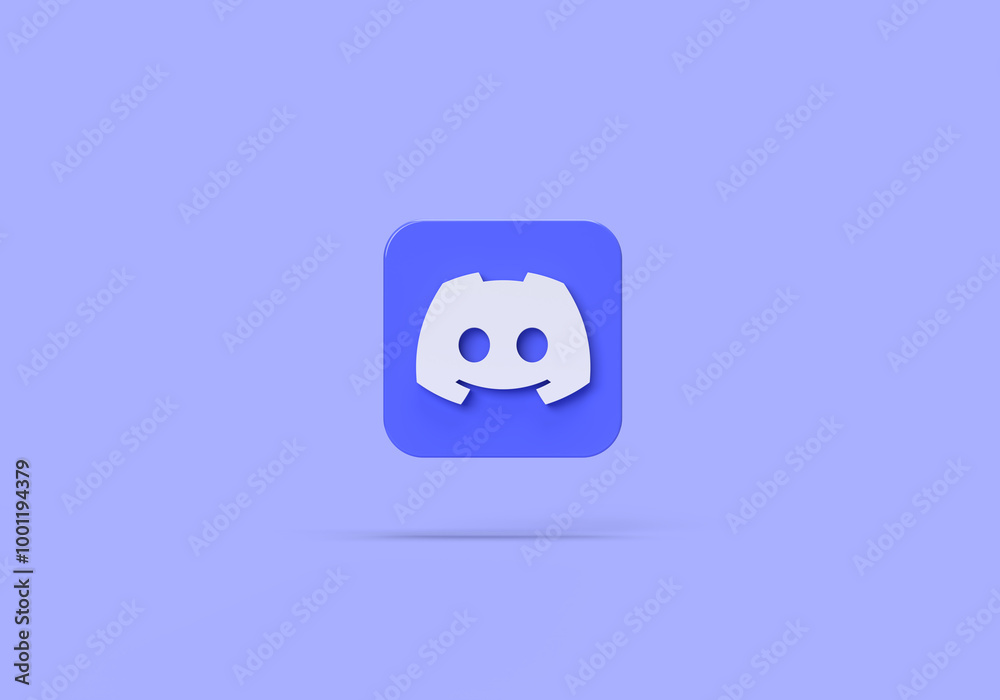 Discord messenger icon and cube, box. 3d render on the topic of social ...