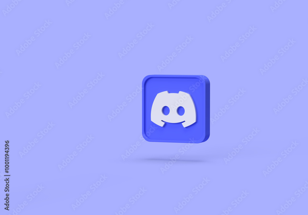 Discord messenger icon and cube, box. 3d render on the topic of social ...