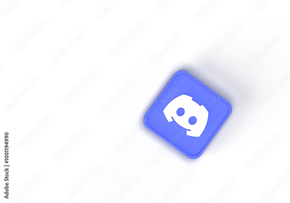 Discord messenger icon and cube, box. 3d render on the topic of social ...