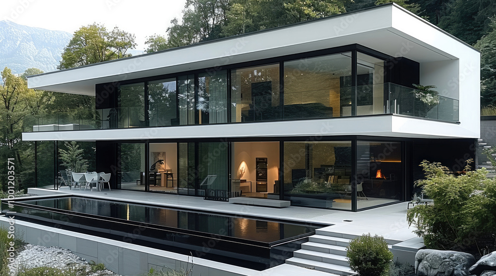 Front modern contemporary house design transparent house minimal style ...