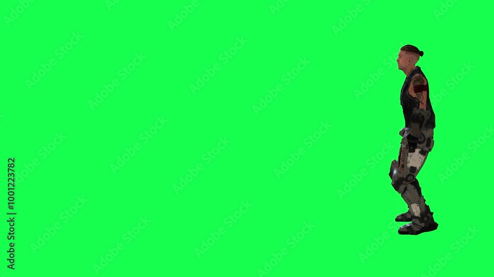 Militia soldier cheering and gloating on green screen 3D people walking ...