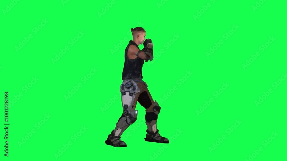 3d man warrior punching and fighting from left angle on green screen 3D ...