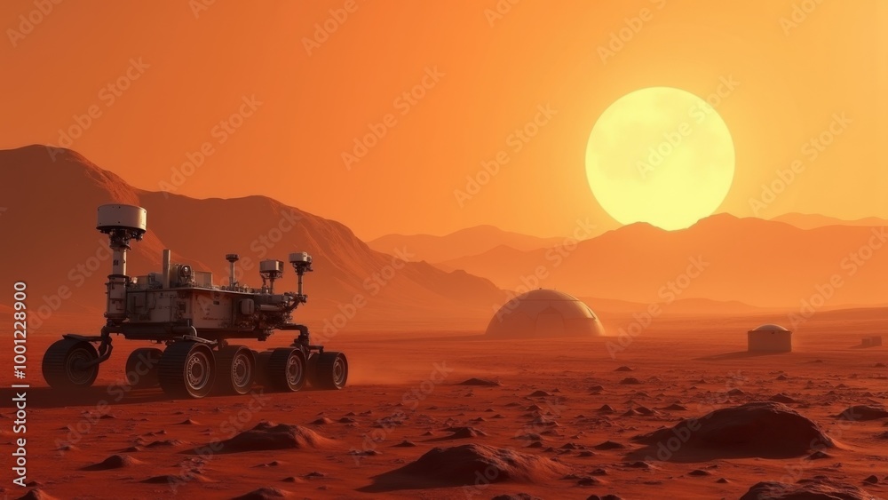 Generative AI, a computer generated image of a mars rover in the desert ...