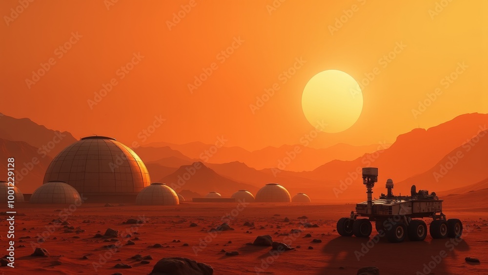 Generative AI, a computer generated image of a mars rover in the desert ...