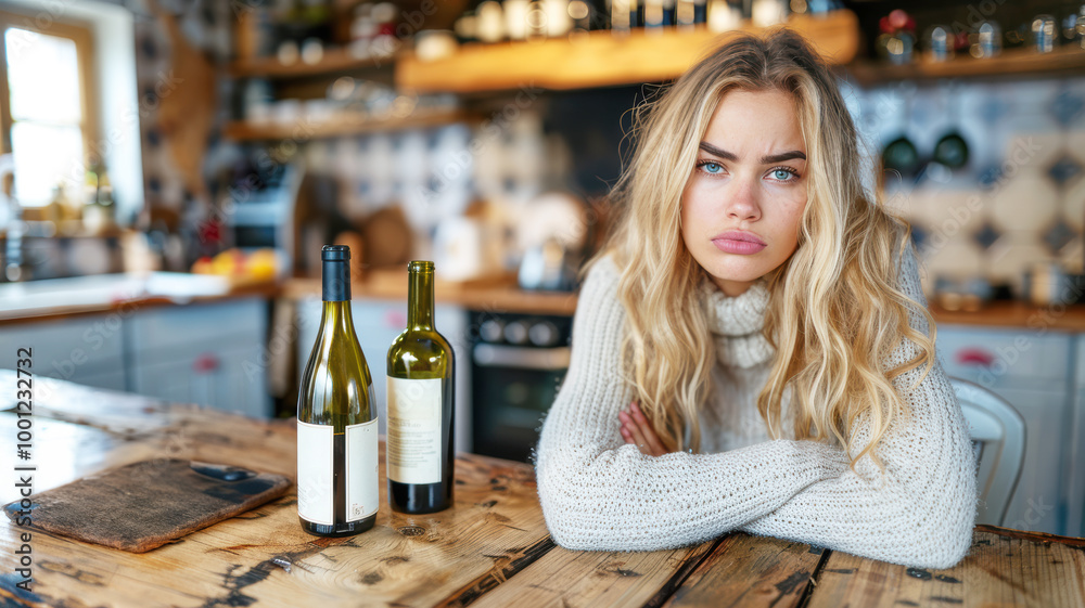 drunk woman. Alcohol addiction, depression and loneliness in women ...