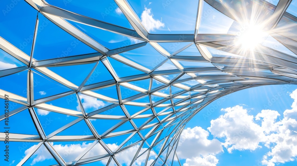 The background of the building has a geometric triangle pattern made up ...