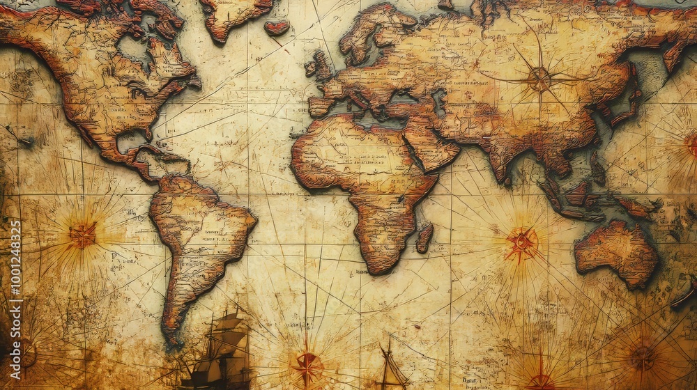 Old map collage background, evoking themes of sea voyages, pirates ...