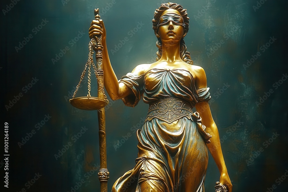 symbolic representation of justice featuring themis the goddess of law ...