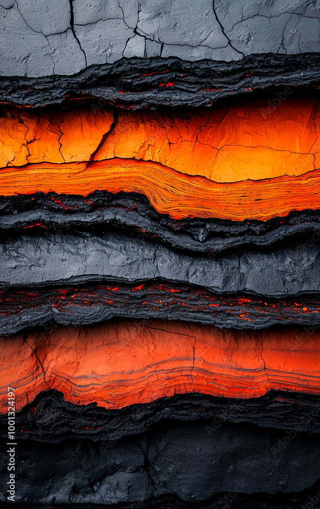Abstract representation of volcanic rock layers showcasing vibrant ...