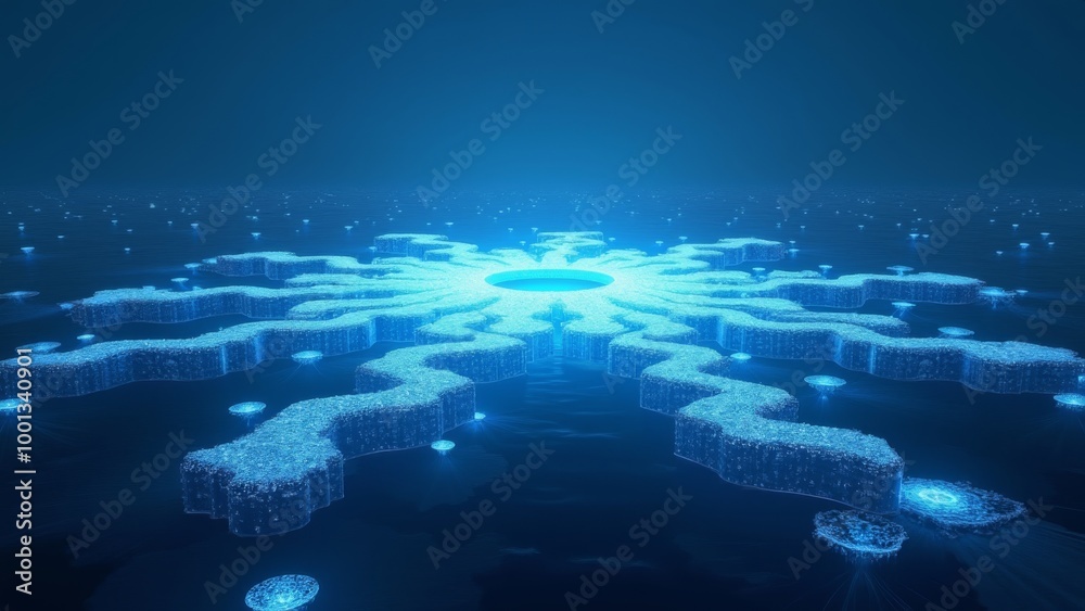 Stock-illustrationen Generative AI, a snowflake is shown in the middle ...