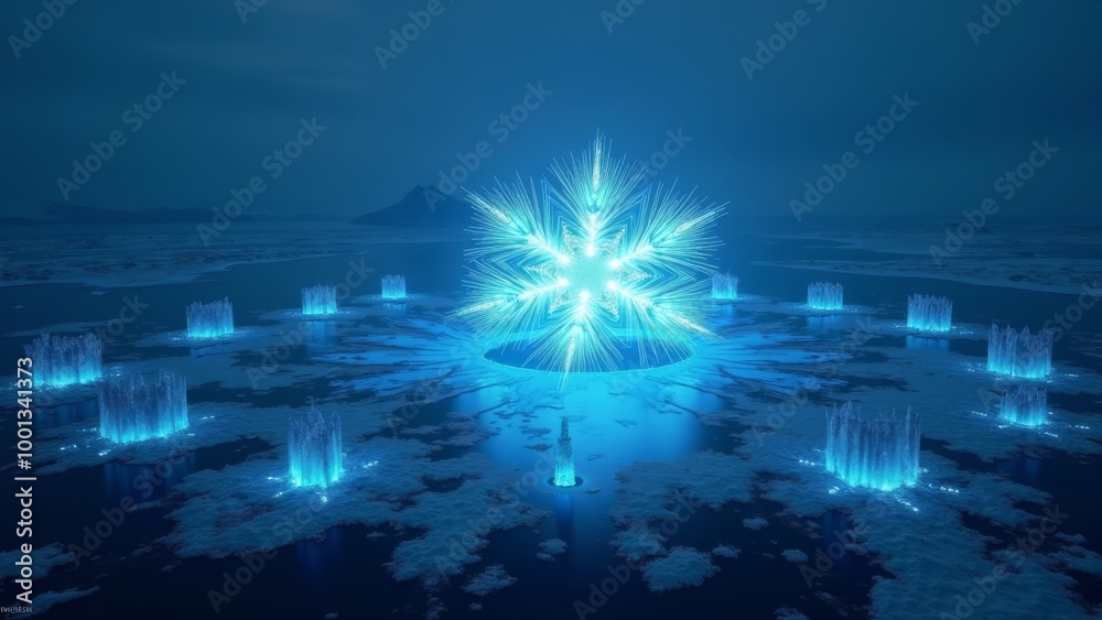 Generative AI, a snowflake is shown in the middle of the water with ...