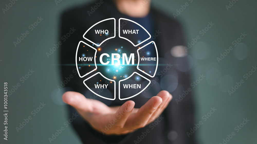 CRM Customer Relationship Management concept. Businessman using CRM ...