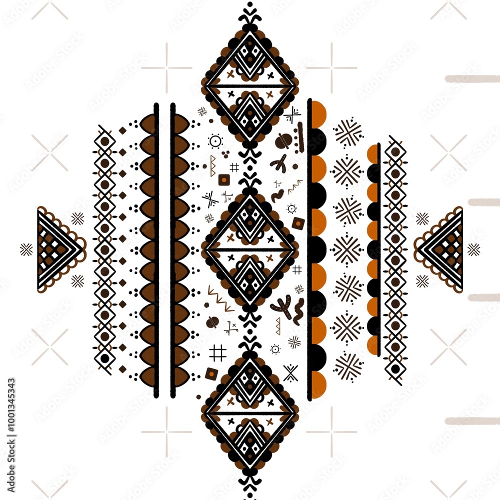 African ethnic fabric pattern in rich brown tones offers a detailed ...