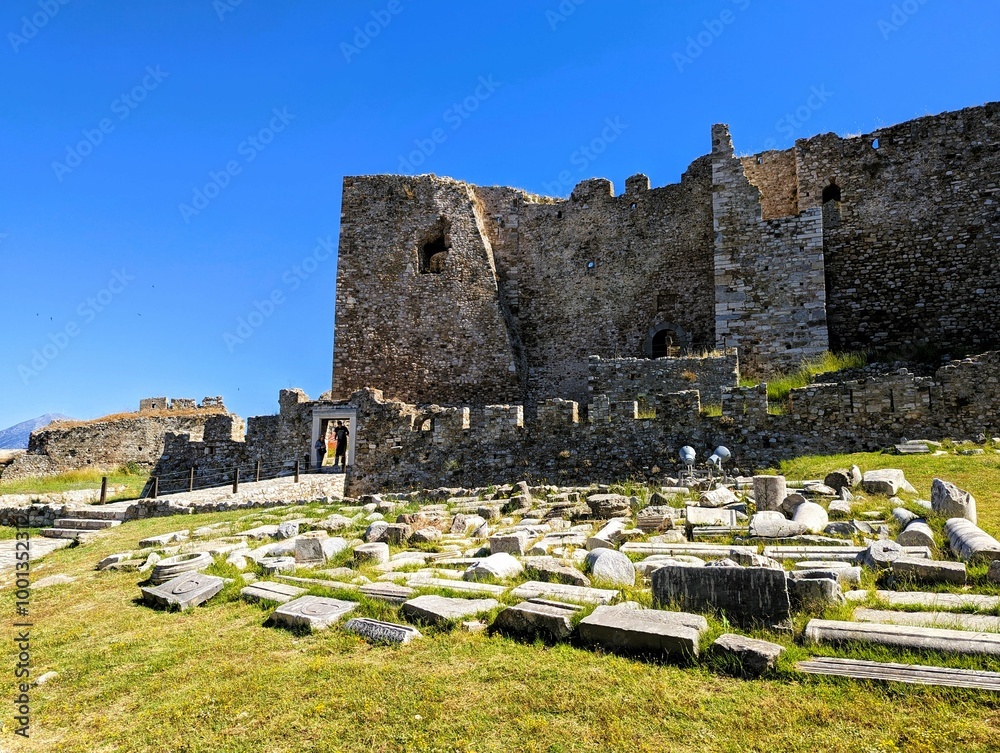 Remains of the walls, battlements, towers, stairs and fortifications of ...