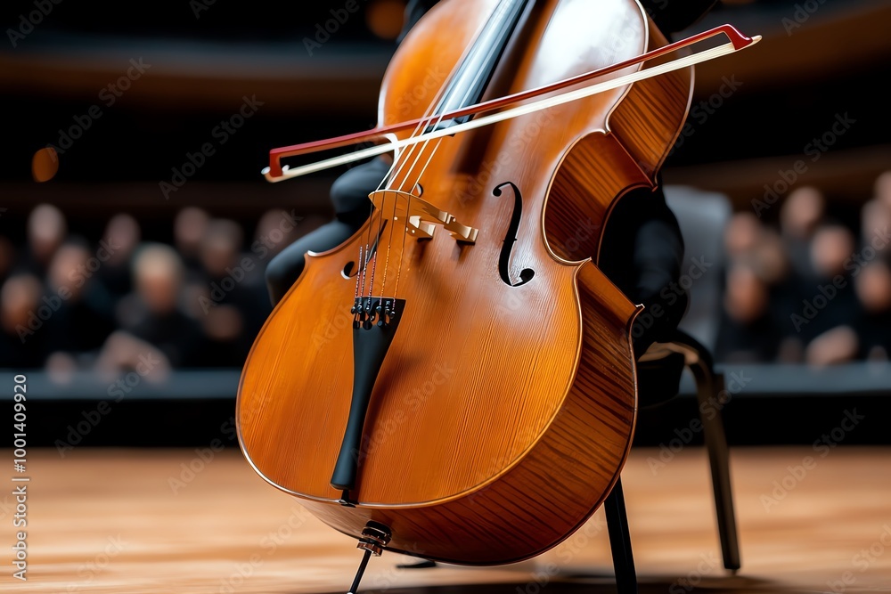 Cello player on stage, with their bow moving gracefully across the ...