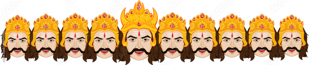 Ravan ten headed demon lord of Lanka from Ramayana isolated on ...