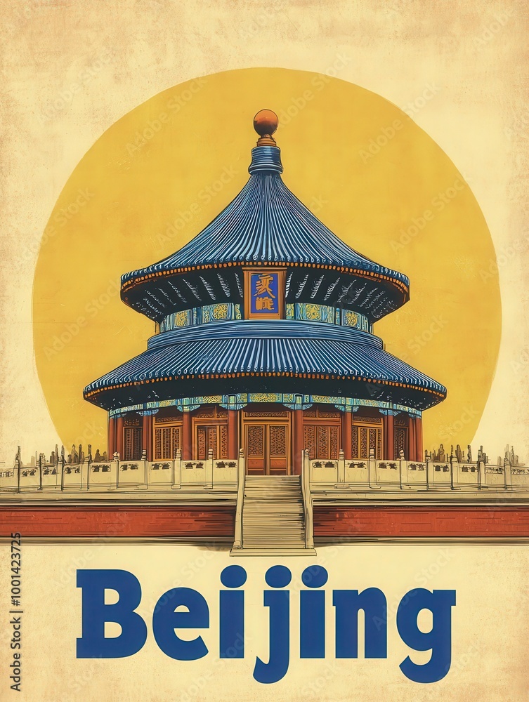 This vintage travel poster invites viewers to discover the iconic ...