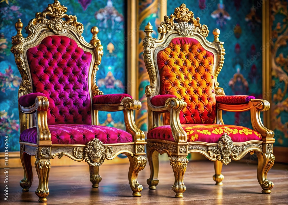 Elegant King and Queen Chairs with Intricate Designs Perfect for ...