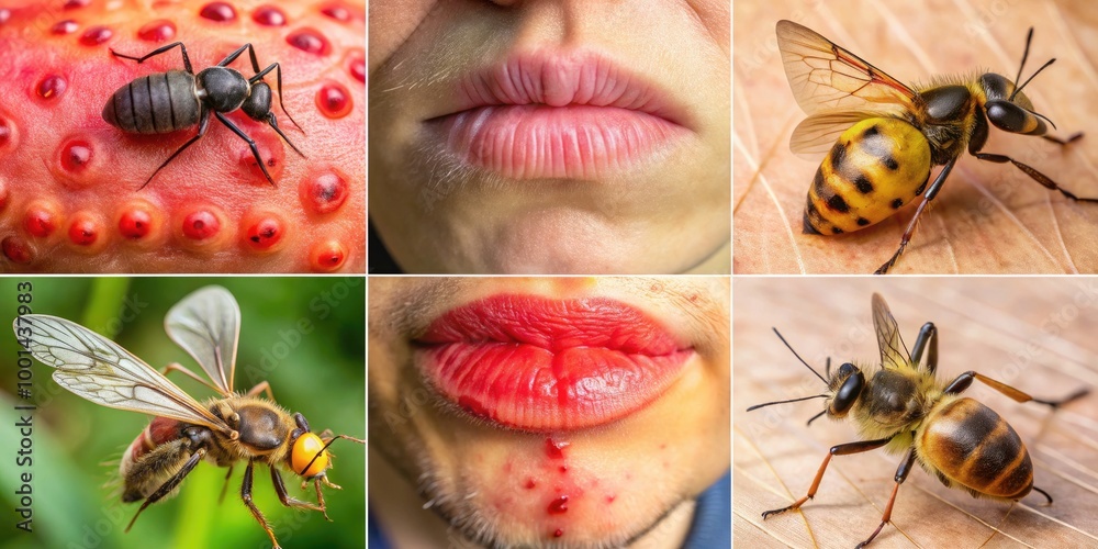 Close-up Images of Insect Bites on Skin Showing Redness, Swelling, and ...