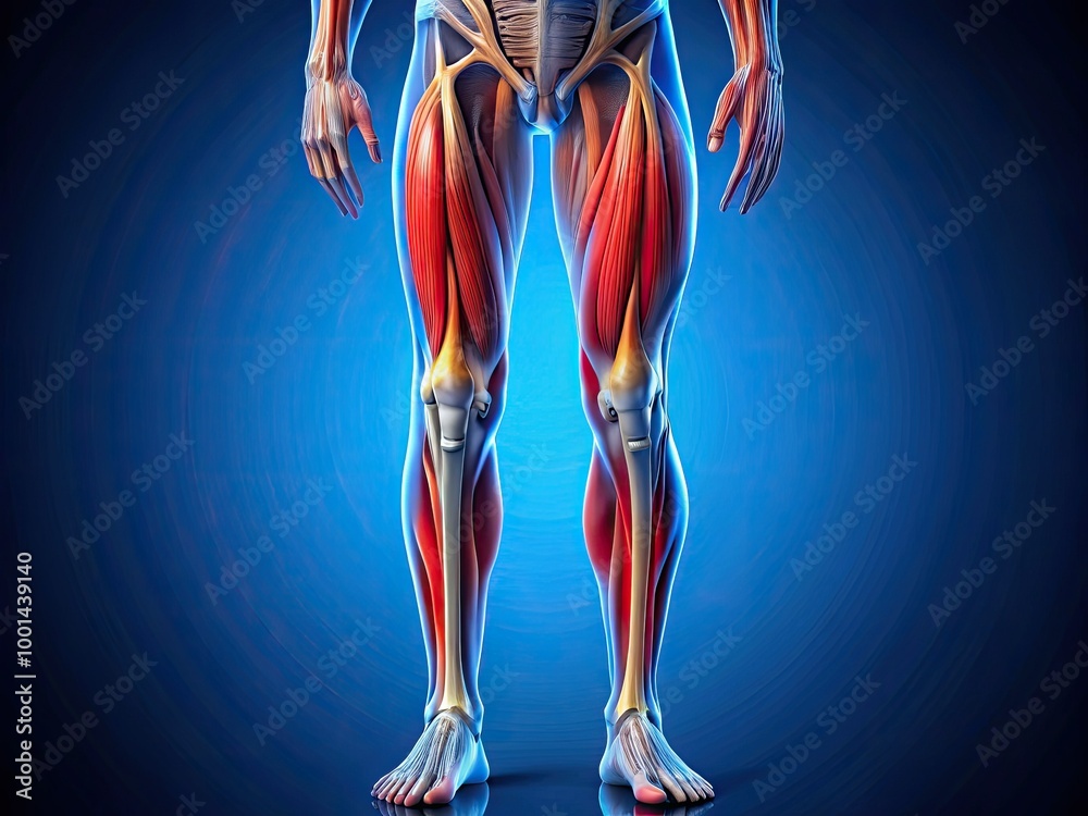 Illuminated 3D illustration of human leg anatomy, showcasing detailed ...