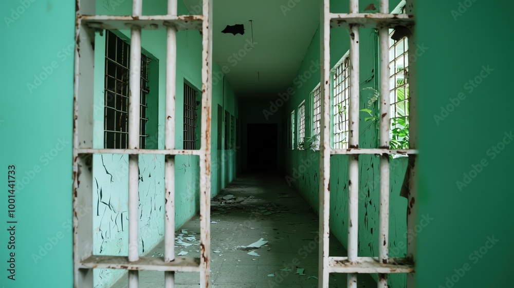 Creepy old prison with broken bars and empty cells, left to rot in ...