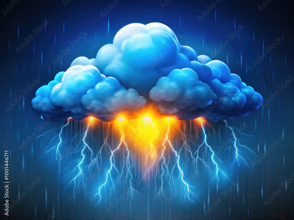Cloud Burst Icon Illustrating Heavy Rainfall and Stormy Weather in a ...