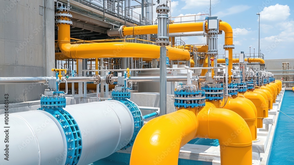 The energy of water harnessed in a modern desalination plant, providing ...