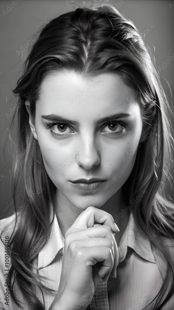 Plot. Closeup portrait of sneaky, sly, scheming young woman plotting ...