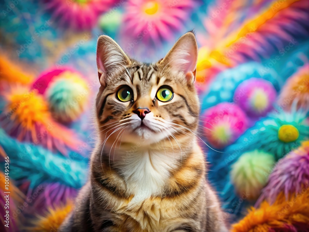 Cute Cat Background with Soft Fur Texture and Whimsical Patterns ...
